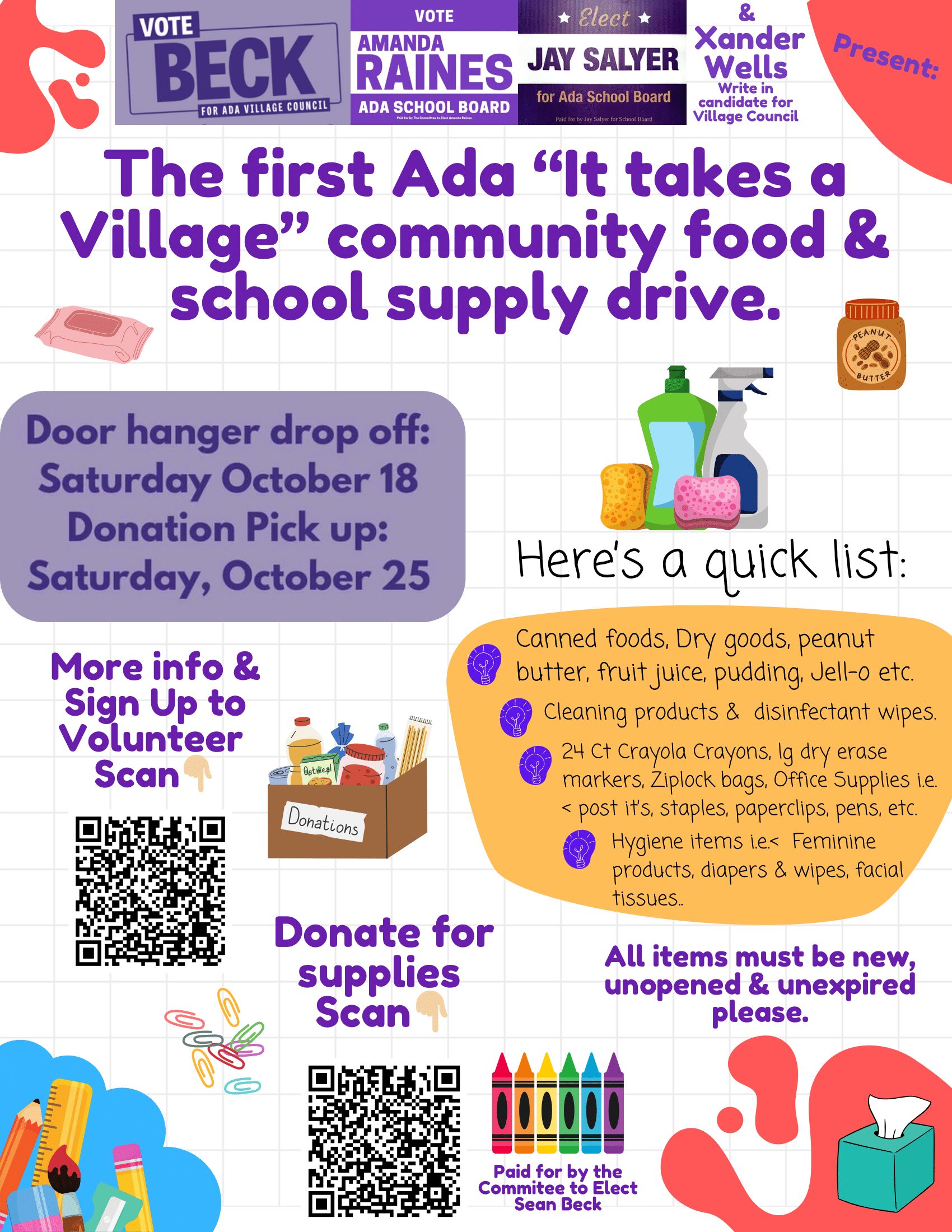 First "It Takes a Village" Food and School Supply Drive Set for October ...